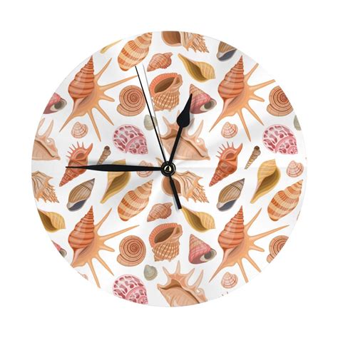 Wall Clock Conch Shells Print No9070 Wall Clocks Battery Operated