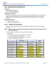 Lab Identifying IPv Addresses Completo Pdf Lab Identifying IPv Addresses