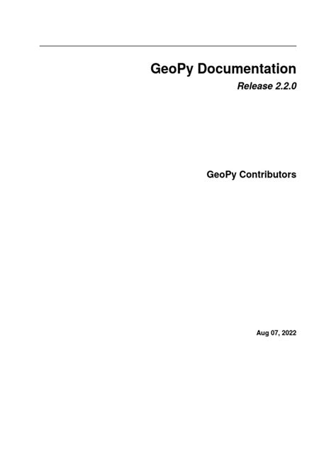 geopy documentation a guide to geocoding libraries and capabilities pdf