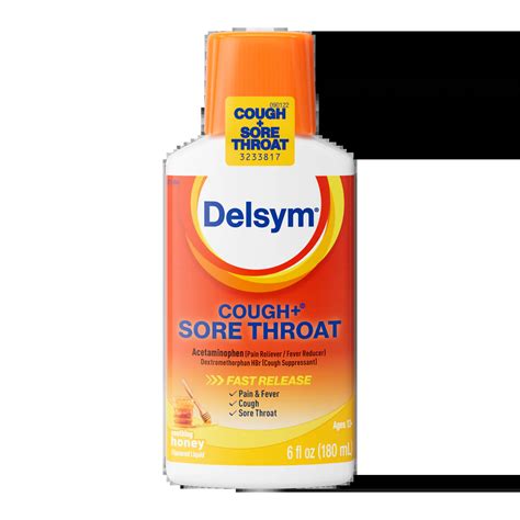 Delsym Cough Sore Throat Honey Flavored Liquid Delsym
