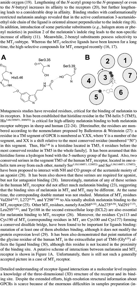 Schematic Drawing Of Melatonin Protein Interactions In The Binding Site Download Scientific