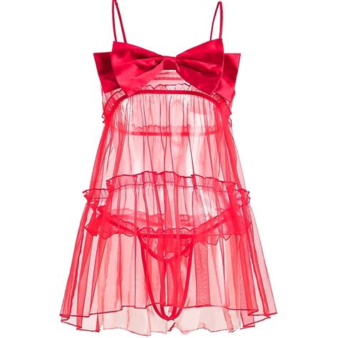 Bow See Through Mesh Red Anime Lingerie Risette