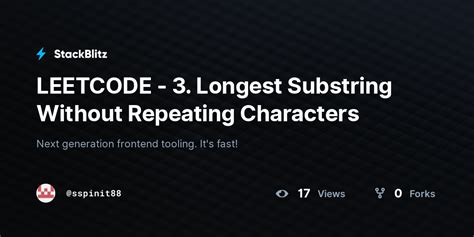 Leetcode 3 Longest Substring Without Repeating Characters Stackblitz