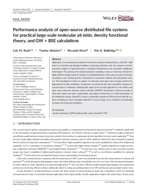 pdf performance analysis of open source distributed file systems for