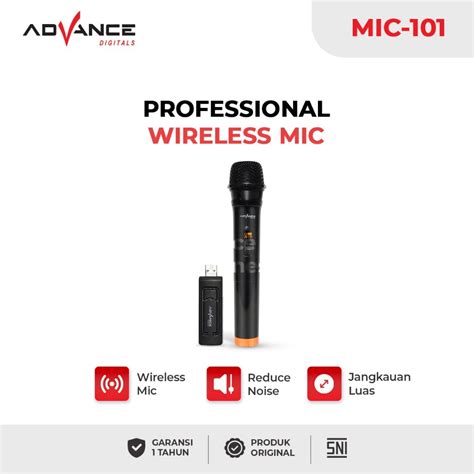 Jual ADVANCE MIC 101 Mic Wireless Microphone Bluetooth Digital Recharge Baterai Charging