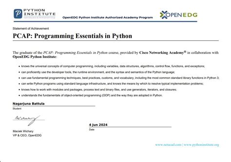 Battula Nagarjuna On Linkedin Python Programming Certification