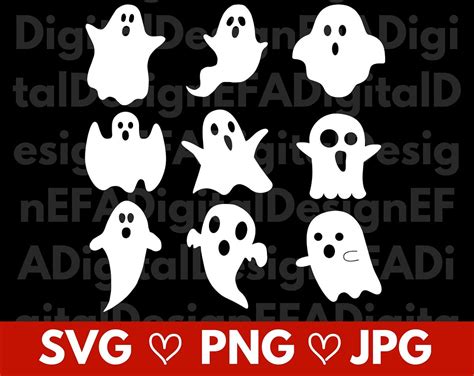 Ghost Svg Bundle Halloween Ghost Svg 9 Different Simple Funny Ghost