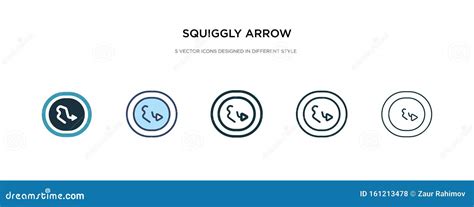 Squiggly Arrow Icon In Different Style Vector Illustration Two Colored And Black Squiggly Arrow