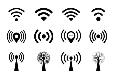 Wifi 및 무선 아이콘 설정 무선 수준 및 Wifi 신호 프리미엄 벡터