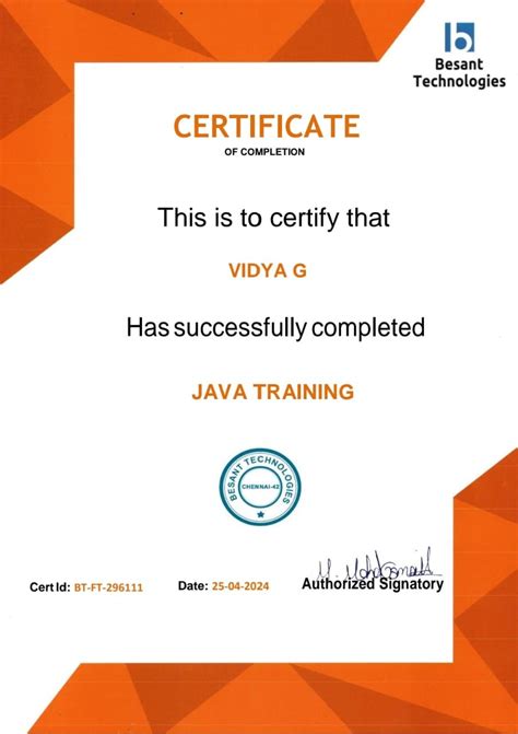 Vidya G On Linkedin Java Certification Learningjourney