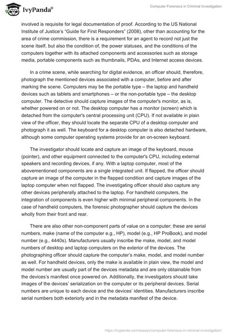 Computer Forensics In Criminal Investigation 2815 Words Research Paper Example