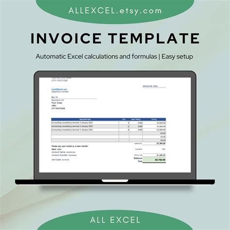 Easy To Use Invoice Excel With Automatic Calculations Printable