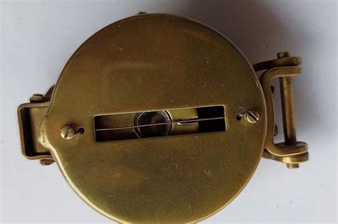 Antique Brass Military Engineer Directional Compass North Arrow