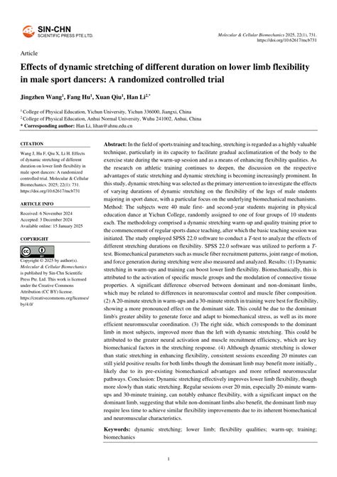 Pdf Effects Of Dynamic Stretching Of Different Duration On Lower Limb Flexibility In Male