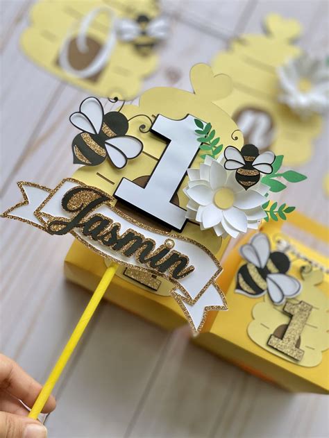 Bee Birthday Party Bee Themed Birthday One Birthday Cake Topper