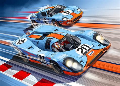 Puzzle Dessin Porsche 917 Ford Gt40 Gulf Guillaume Lopez