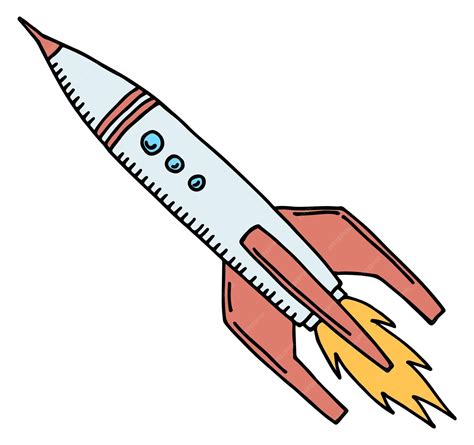Premium Vector Flying Rocket Doodle Color Space Shuttle Icon