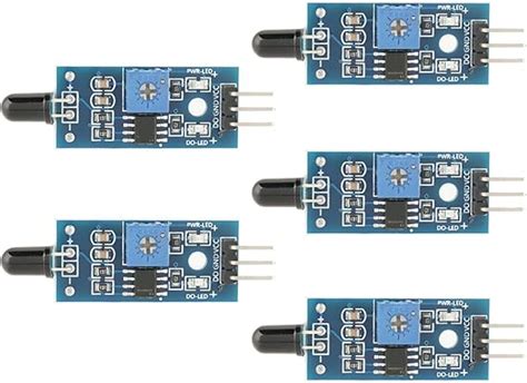 5 件 紅外線火焰感測器模組 火災偵測器 感測器 火焰感應繼電器模組 用於偵測火焰 紅外線感測器模組 相容於 Arduino 智慧汽車機器人 工業與科學
