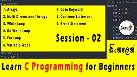 c programming for beginners with examples session 02 sinhala youtube