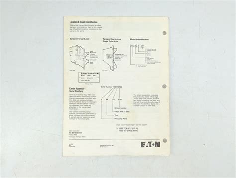 Eaton Ea 89 Parts Book Single Reduction Tandem Axles 34000 To 45000