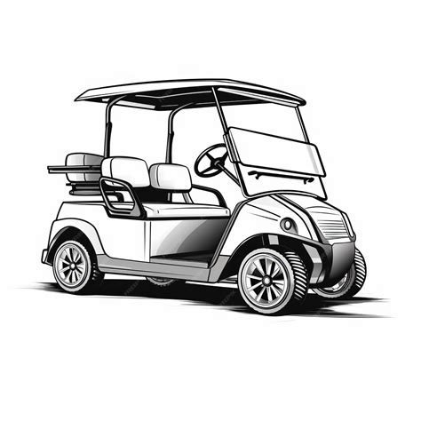 Black And White Golf Cart Vector Illustration Premium Ai Generated Image