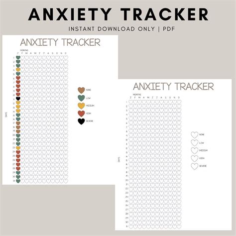 Anxiety Tracker Printable Tracker Habit Tracker Anxiety Journal