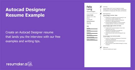 Autocad Designer Resume Example Free Guide