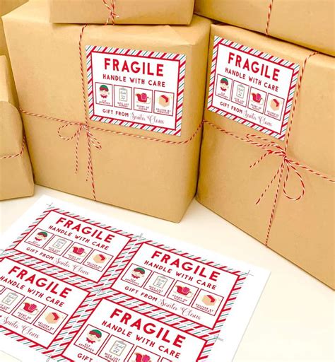 Christmas Fragile Label Printable Santas Workshop Fragile Shipping