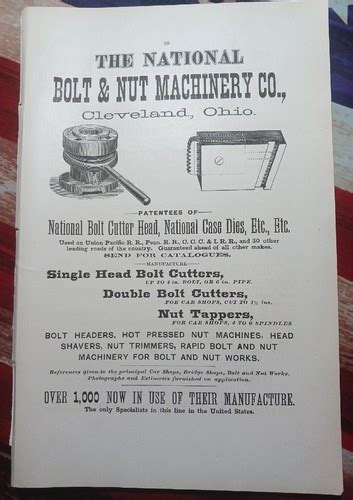 1881 Print Ad ~ National Bolt And Nut Company Cleveland Ohio ~ Nut
