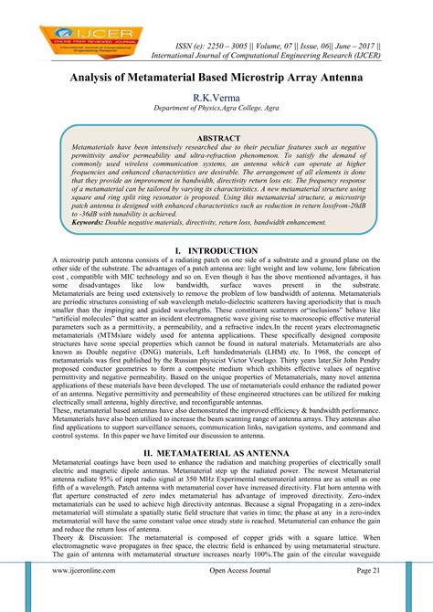 Analysis Of Metamaterial Based Microstrip Array Antenna Pdf