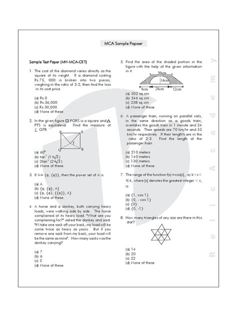 Mh Mca Cet Sample Paper 1 Pdf