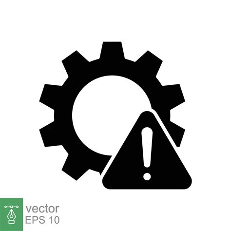 Failure System Error Glyph Icon Simple Solid Style Alert Gear Mechanical Concept Black