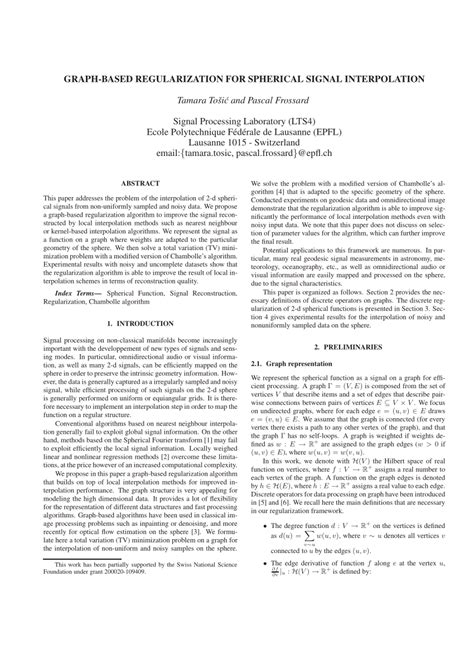 Pdf Graph Based Regularization For Spherical Signal Interpolation