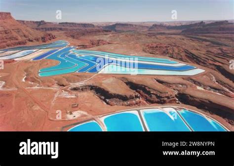 Utah Circa 2019 Aerial View Of Potash Evaporation Ponds Shot From