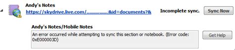 OneNote Sync Error XE D Andy S Techie Blog