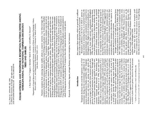 Pdf Foliar‐nitrogen And Phosphorus Resorption Patterns Differ Among
