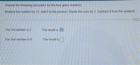 solved repeat the following procedure for the four given numbers