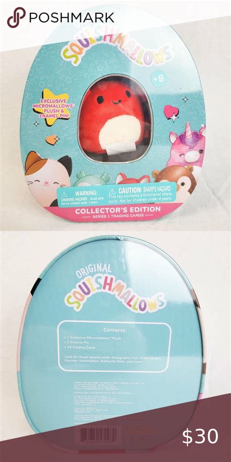 Squishmallows Carlos The Crab Micromallow Collectible Tin Pin Trading Card Set Special Cards