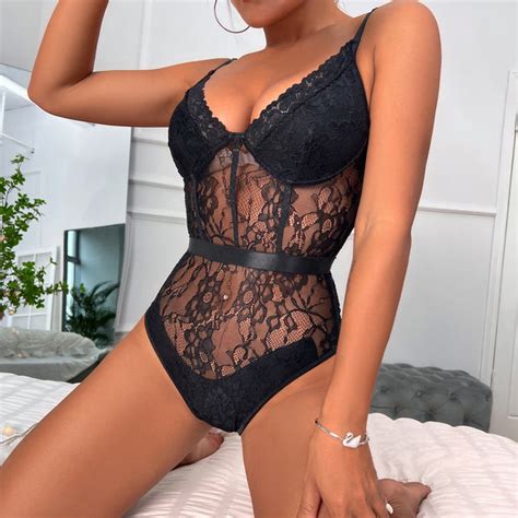 Sheer Lace Lingerie Bodysuit Teddy Le Jour Jour