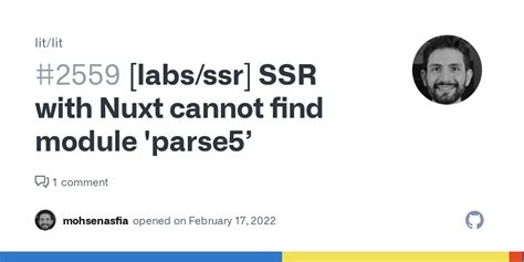 Ssr With Nuxt Cannot Find Module Parse5 · Issue 2559 · Litlit · Github
