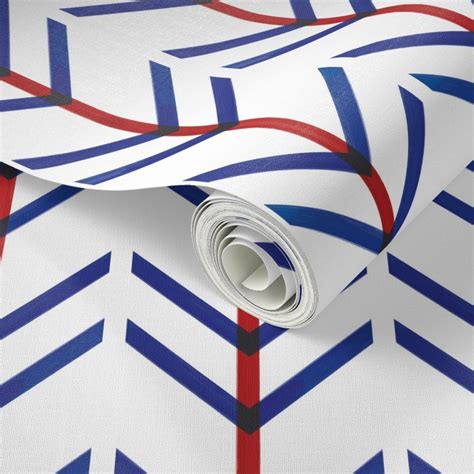 Large Scale Geometric Red And Blue Wallpaper Spoonflower
