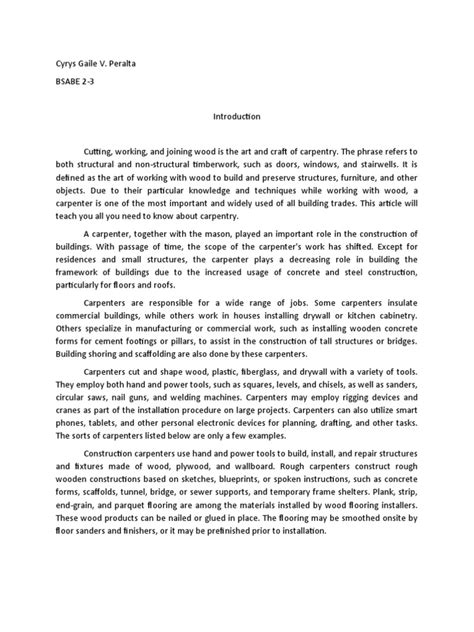 Lab Exercise 3 Carpentry Pdf Metalworking Wood