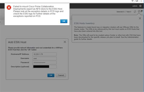 Web Maxtor Failed To Mount Cisco Prime Collaboration Deployments Export As NFS Store To The