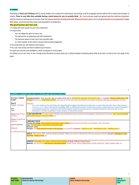 The Lesson Plan And Ppp Pdf Learning Lesson Plan