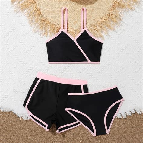 Girls Swimwear Girls 3 Piece Bikini Set With Shorts Tween Girls