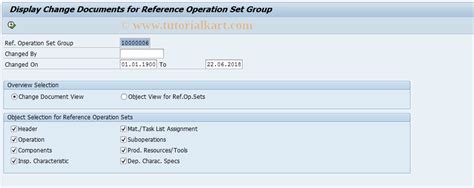 QP62 SAP Tcode Change Documents Ref Operation Sets