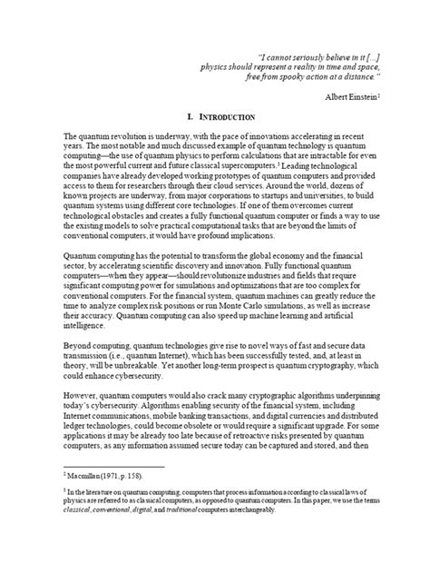 Quantum Computing And The Financial System Spooky Action At A