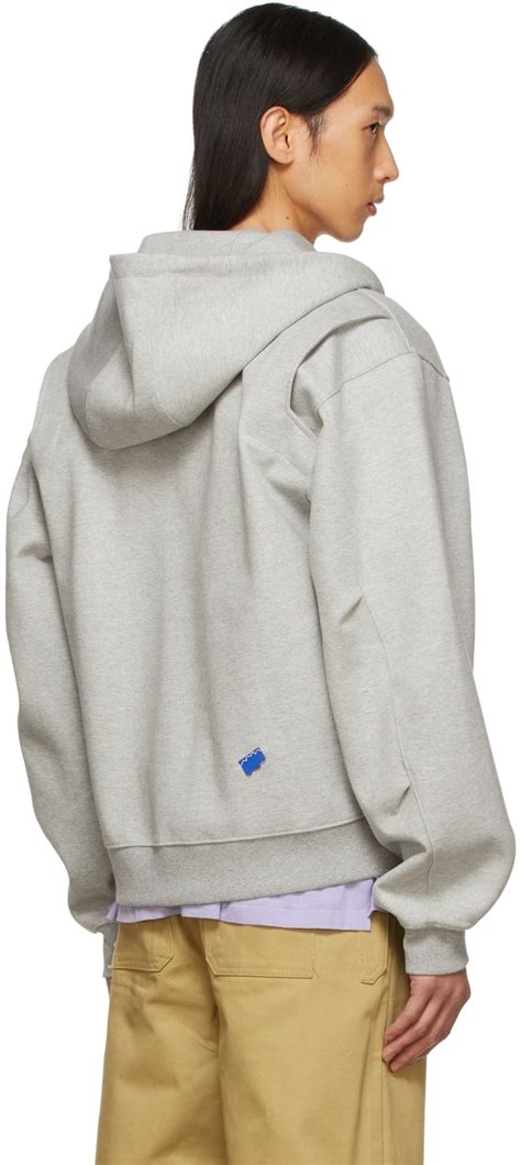 ader error grey buttoned hoodie ader error