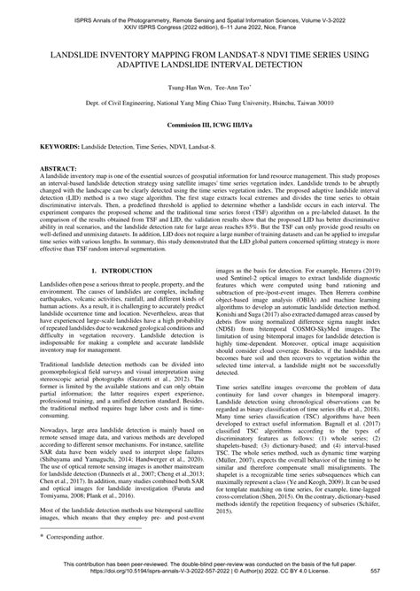 PDF LANDSLIDE INVENTORY MAPPING FROM LANDSAT NDVI TIME SERIES USING ADAPTIVE LANDSLIDE