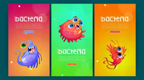 Bacteria Posters With Cute Germ And Microbe 13699332 Vector Art At Vecteezy